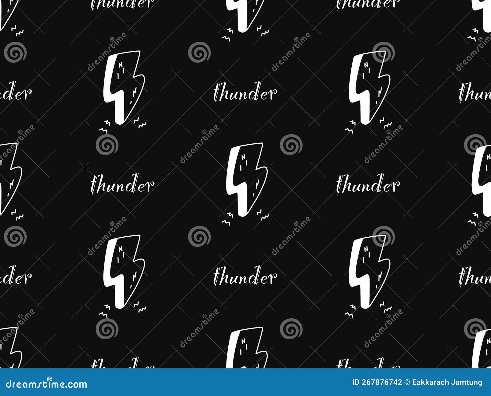 Thunder Seamless Pattern on Black Background Stock Illustration ...