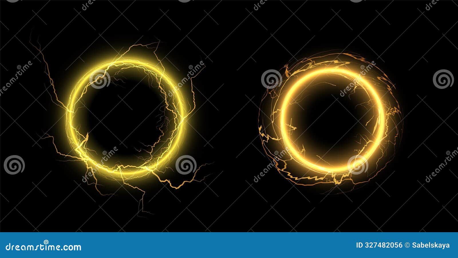 Thunder Circle Effect Vector Illustration Set Stock Illustration ...