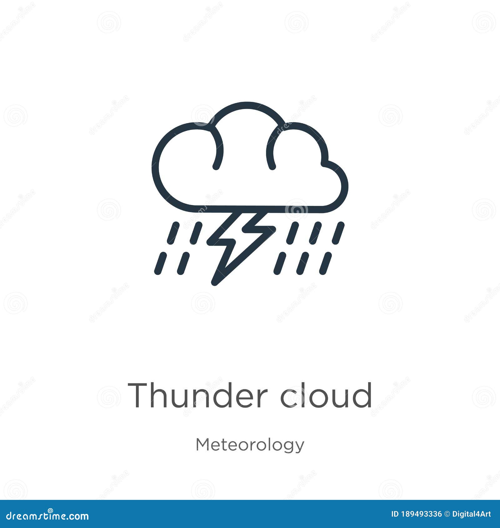 Thunder Cloud Icon. Thin Linear Thunder Cloud Outline Icon Isolated on ...