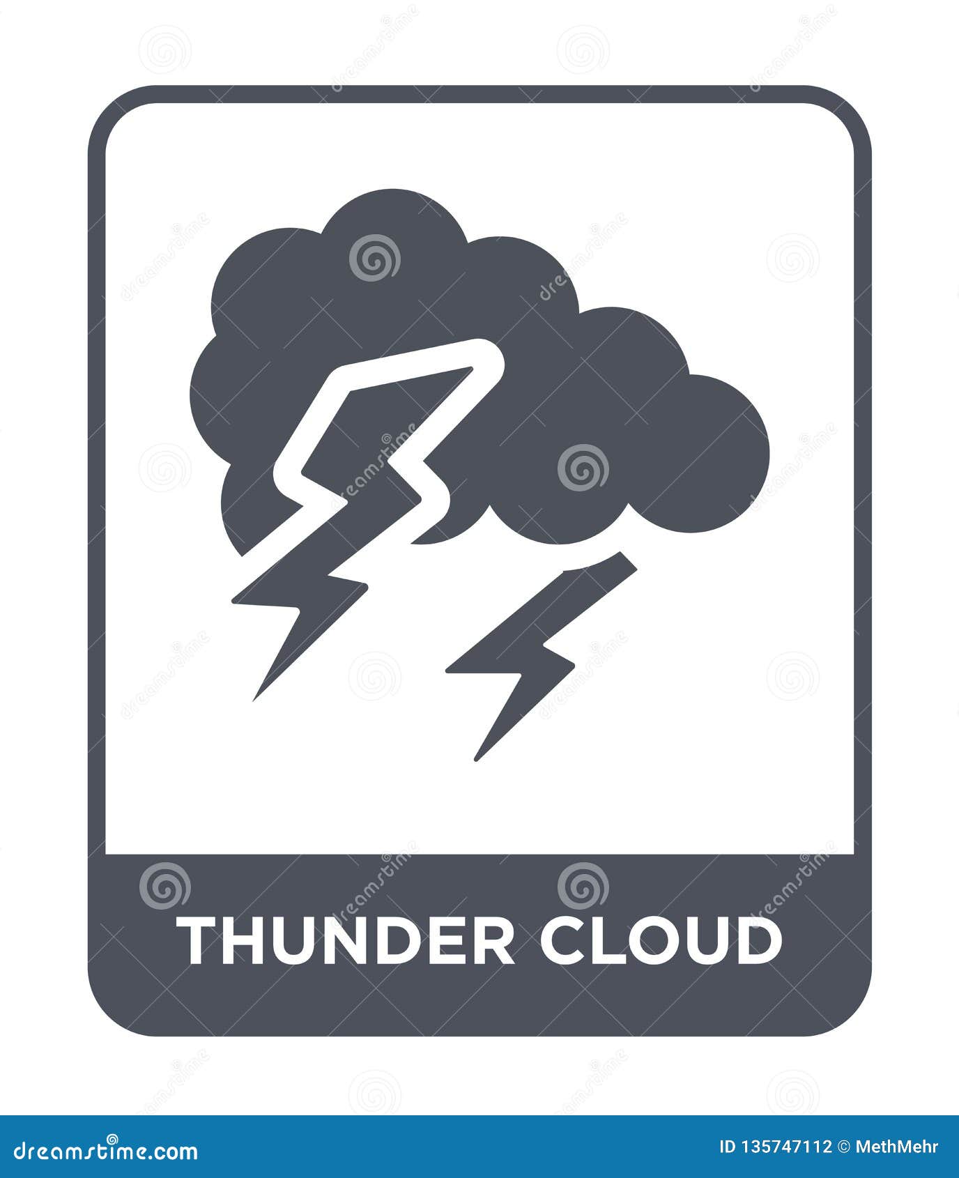 Thunder Cloud Icon in Trendy Design Style. Thunder Cloud Icon Isolated ...