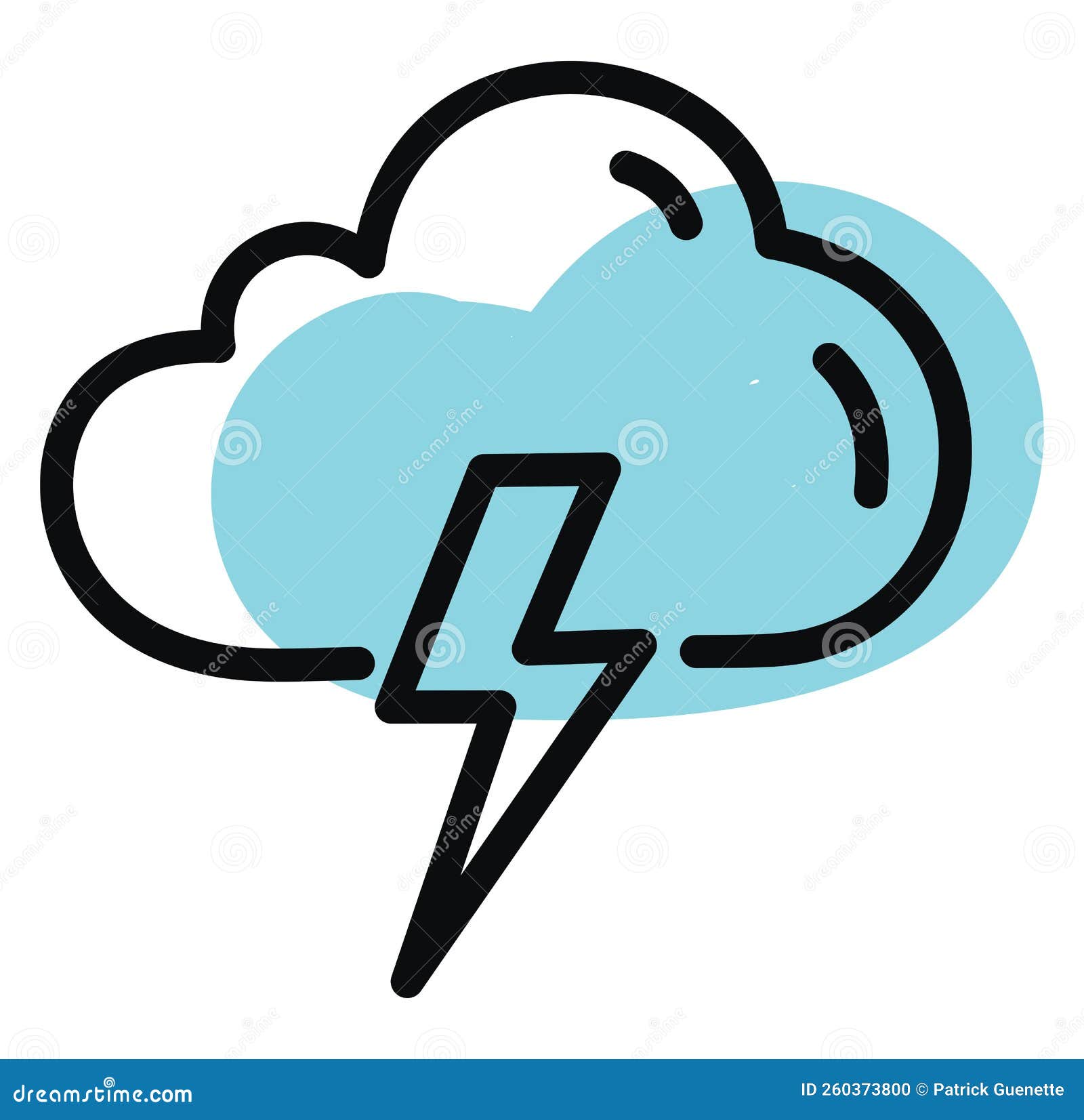 Thunder cloud, icon stock vector. Illustration of thunderstorm - 260373800