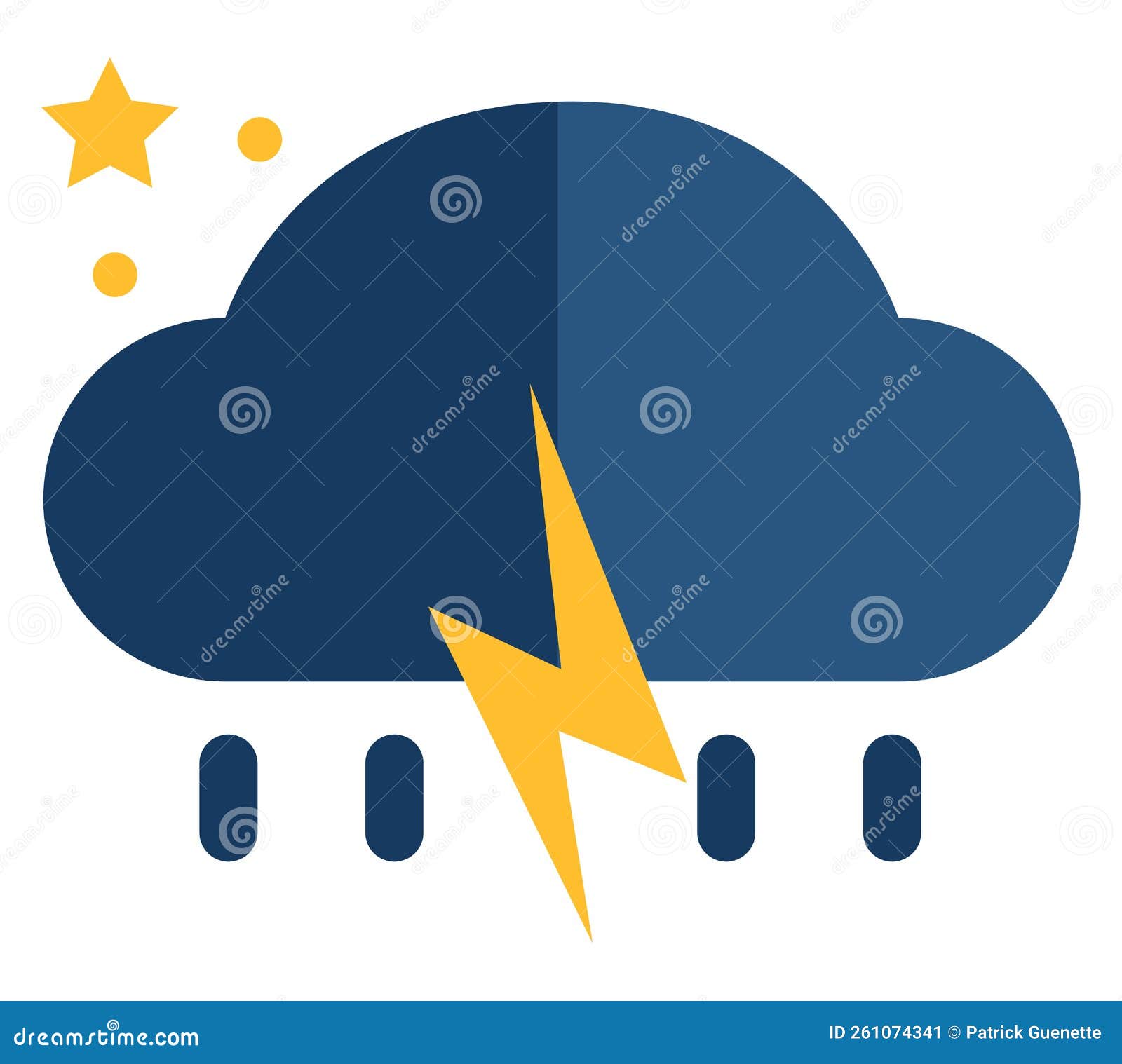 Thunder cloud, icon stock vector. Illustration of vector - 261074341