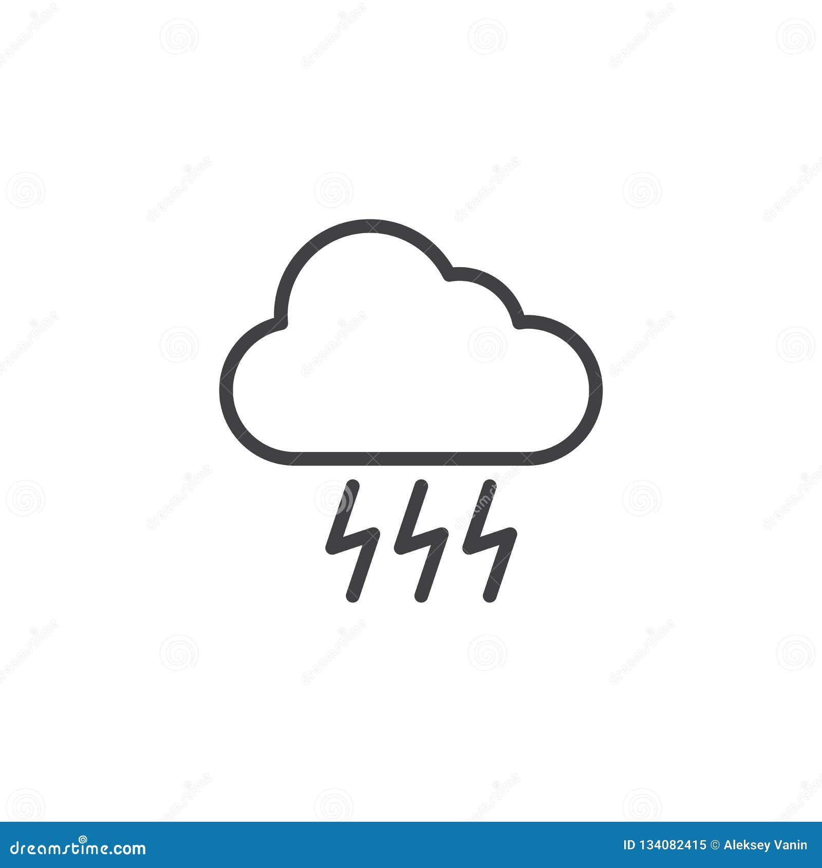 Thunder Cloud Outline Icon. Stock Vector - Illustration of pictogram ...