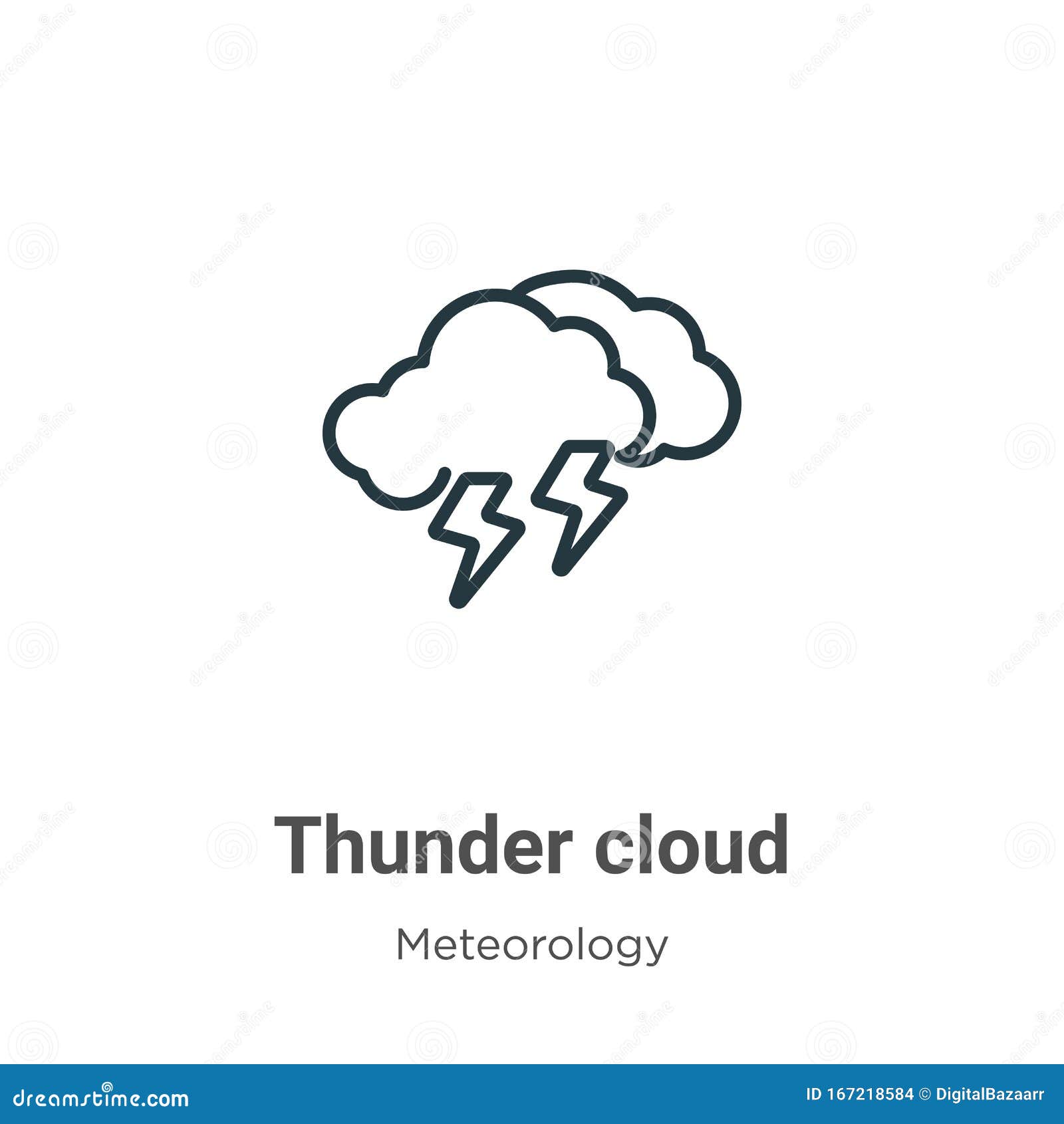 Thunder Cloud Outline Vector Icon. Thin Line Black Thunder Cloud Icon ...