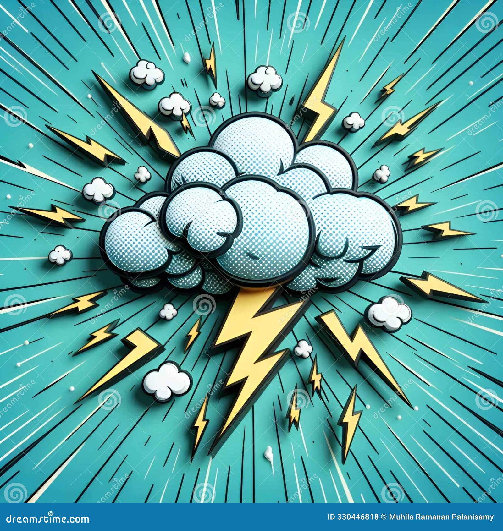 Thunder and Clouds - Comic Style Illustration Stock Illustration ...
