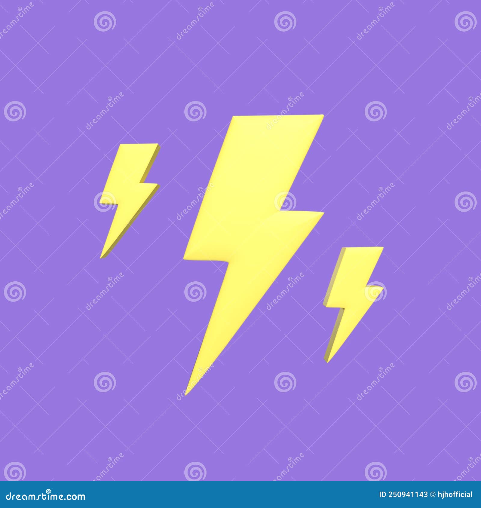 Thunder 3d Icon Model Cartoon Style Concept. Render Illustration Stock ...