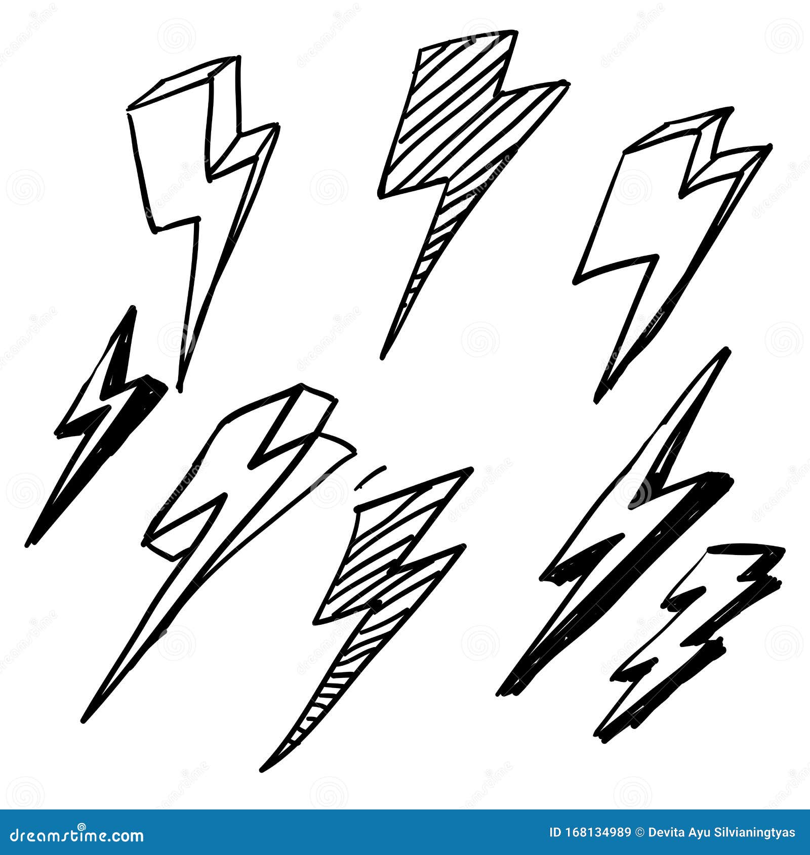 Thunder Doodle Illustration Vector Handdrawn Cartoon Style Stock Vector ...