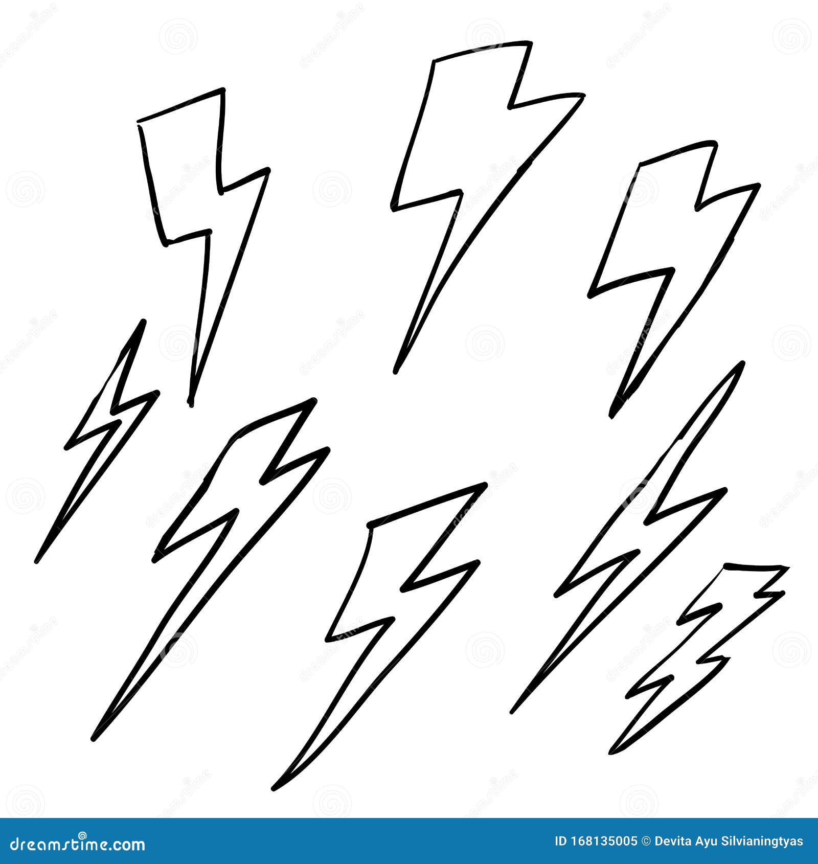 Thunder Doodle Illustration Vector Handdrawn Cartoon Style Stock Vector ...