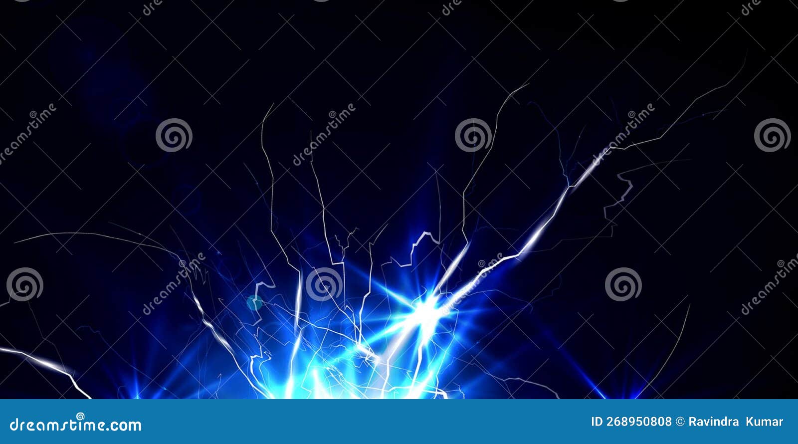 Thunder Energy Waves in Black Background Stock Illustration ...