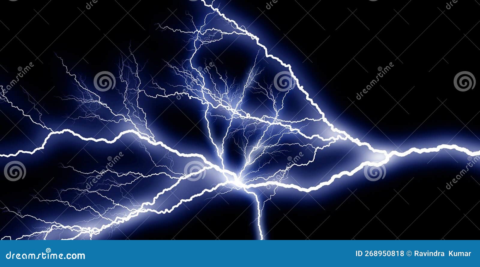 Thunder Energy Waves in Black Background Stock Illustration ...