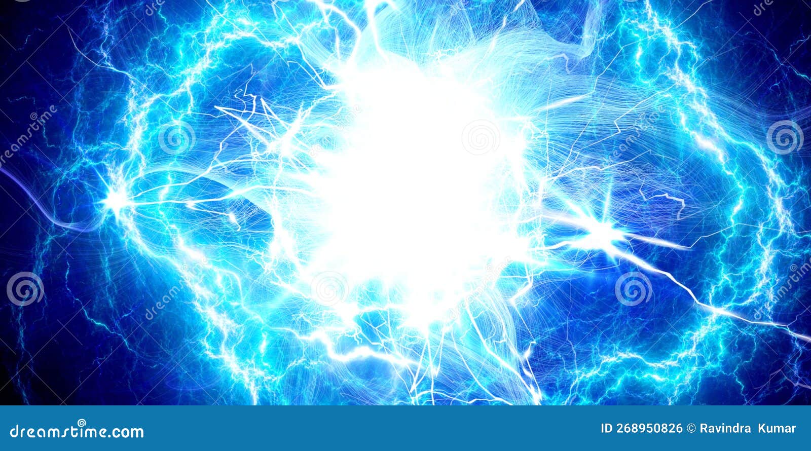 Thunder Energy Waves in Black Background Stock Illustration ...