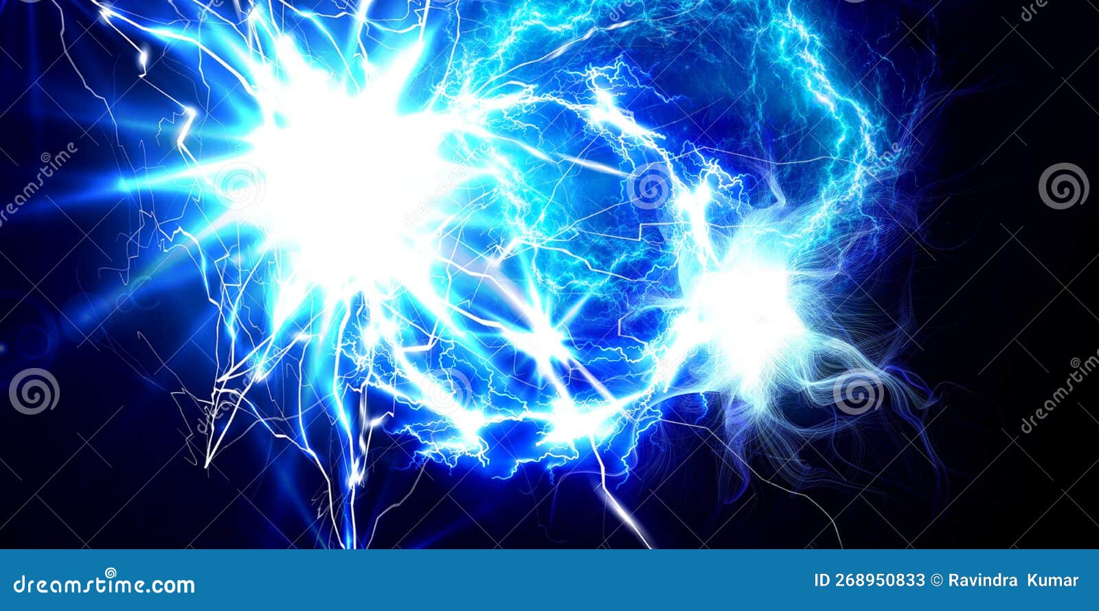 Thunder Energy Waves in Black Background Stock Illustration ...