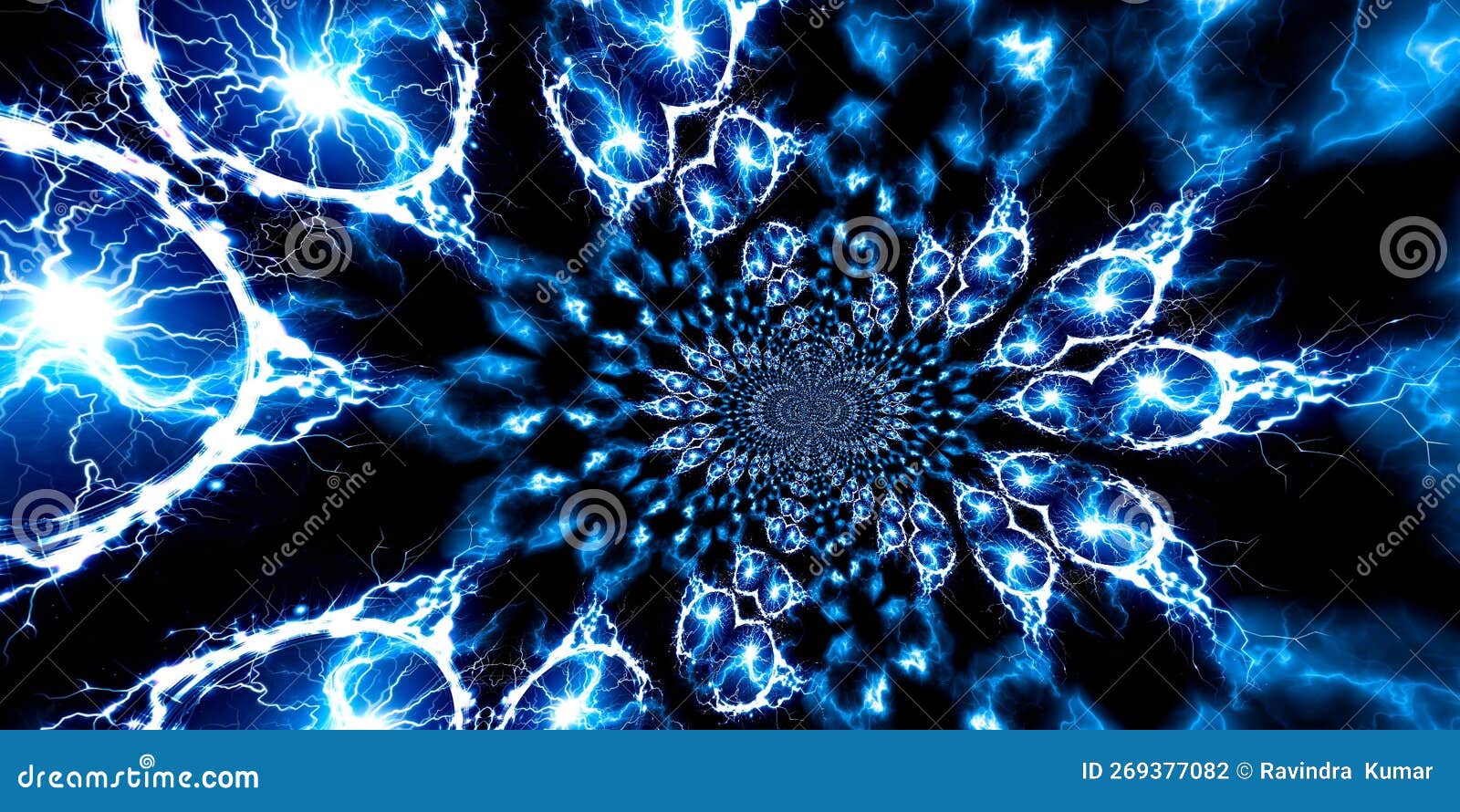 Thunder Energy Waves in Black Background Stock Illustration ...