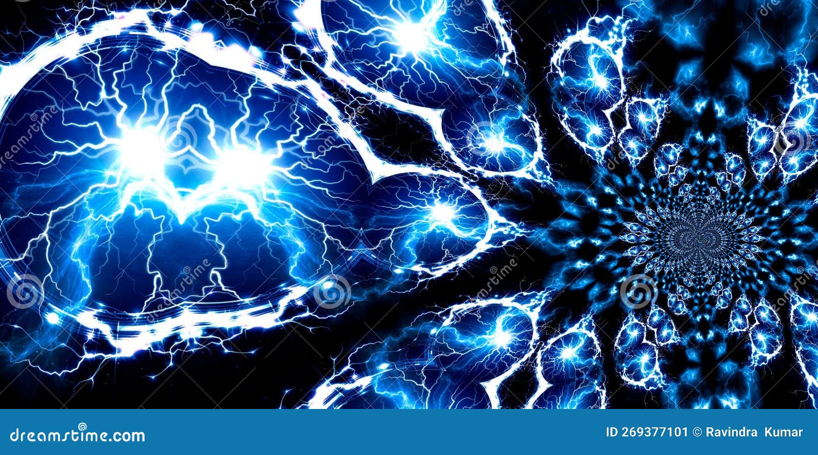Thunder Energy Waves in Black Background Stock Illustration ...