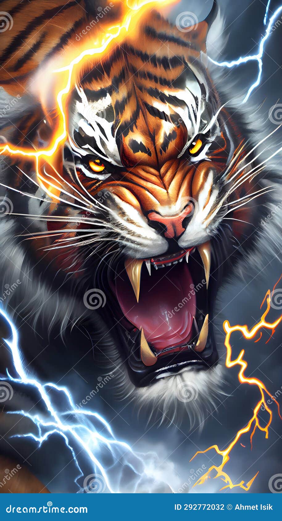 Thunder Epic Tiger stock illustration. Illustration of mammal - 292772032