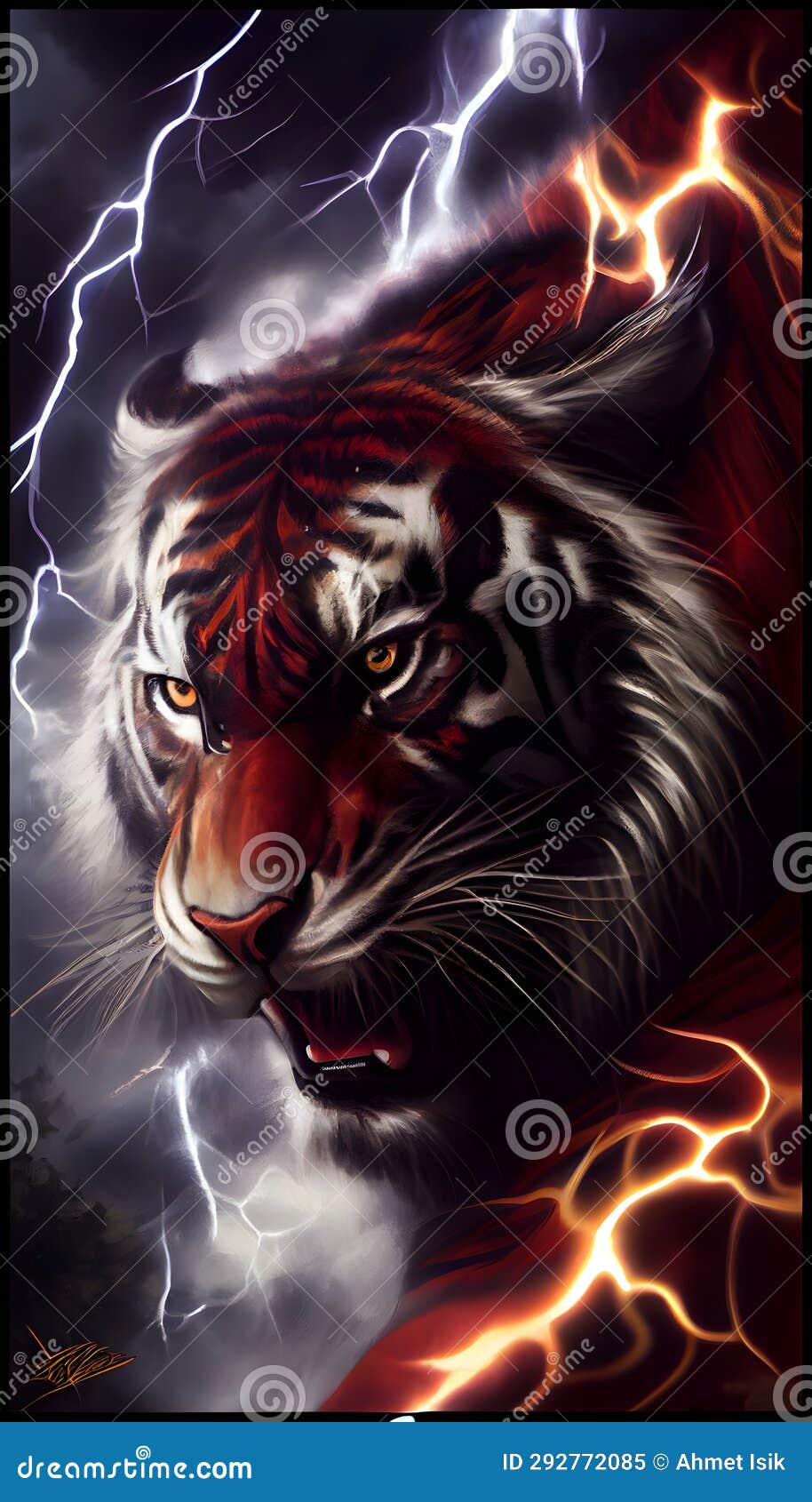 Thunder Epic Tiger stock illustration. Illustration of tiger - 292772085