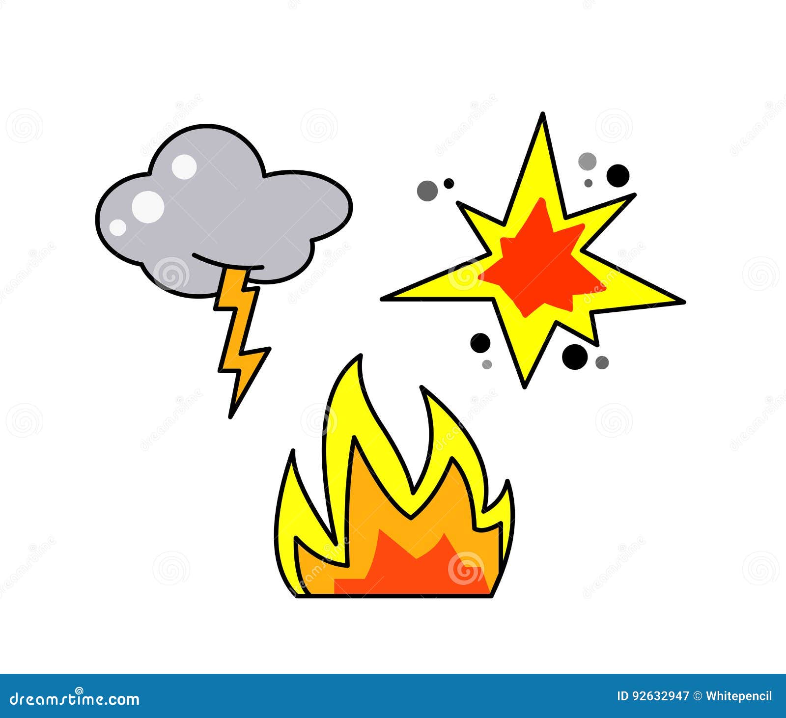 Thunder, Fire and Explosion Icons Stock Vector - Illustration of risk ...
