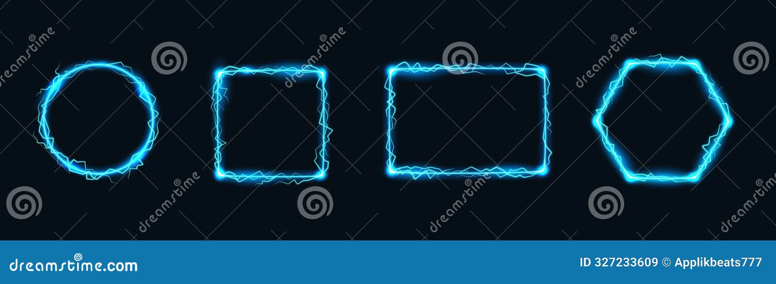 Thunder Frame. Magic Lightning Border, Electric Energy Square and Shock ...