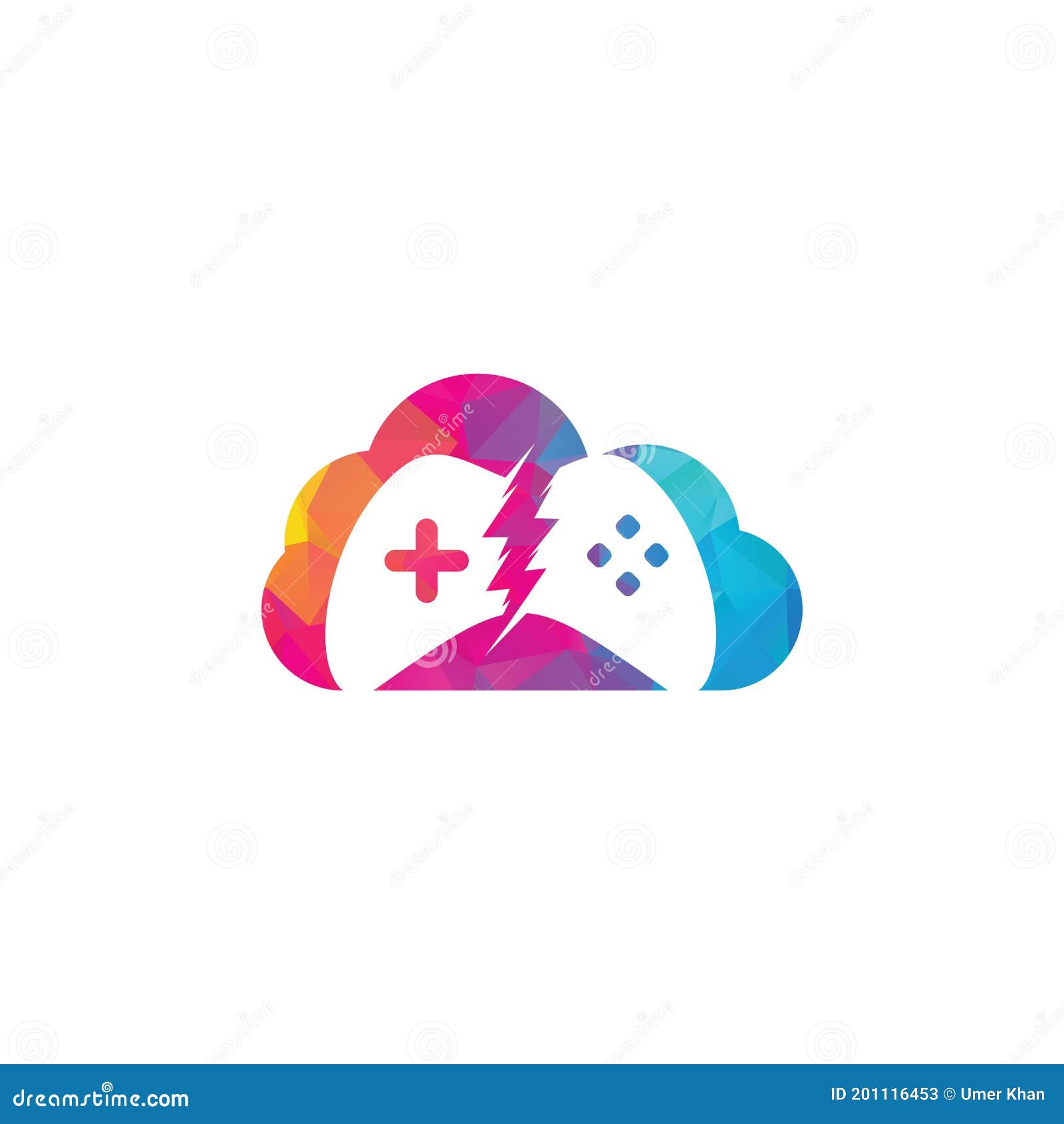 Thunder Game Cloud Shape Concept Logo Design. Stock Vector ...