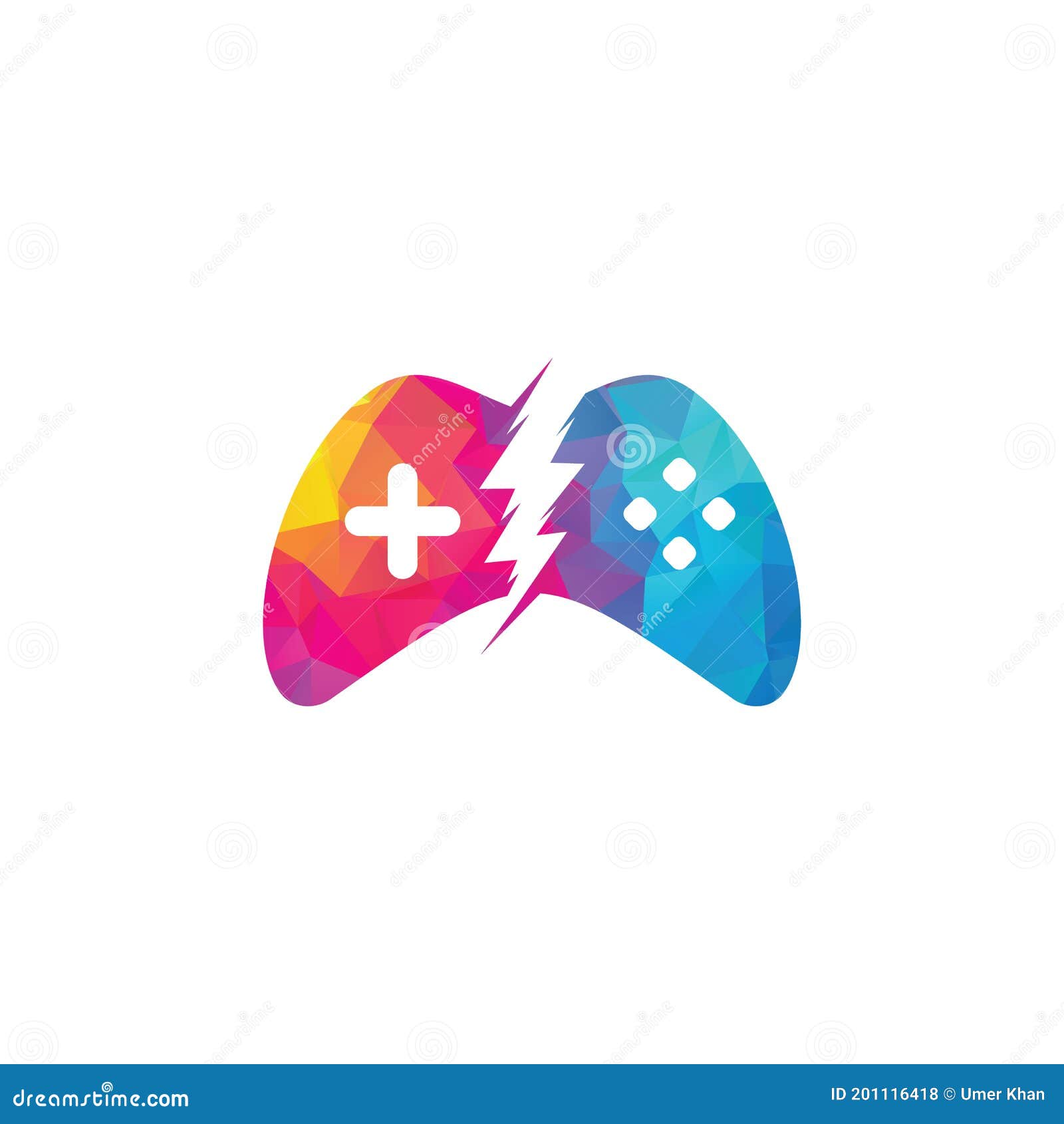 Thunder Game Logo. Game Control with Lightning Icon Stock Vector ...