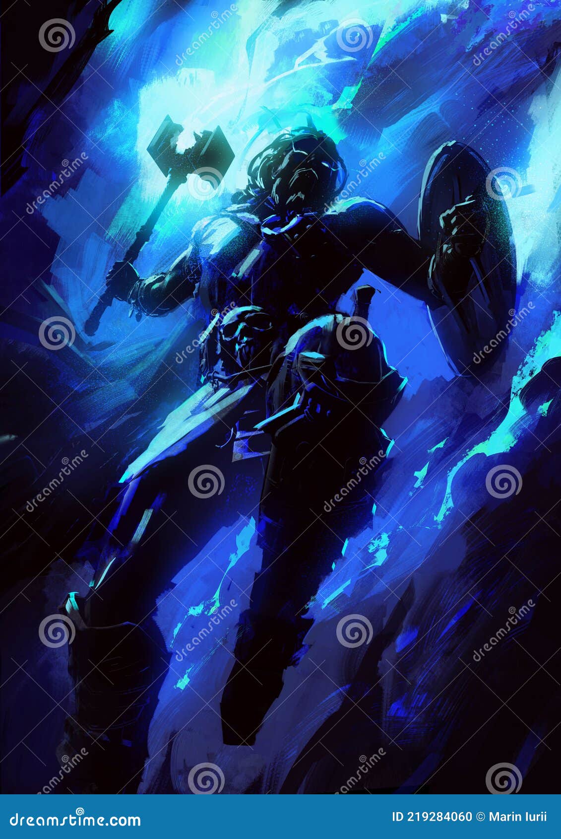 The Thunder God Thor is Flying through the Sky with His Sparkling ...