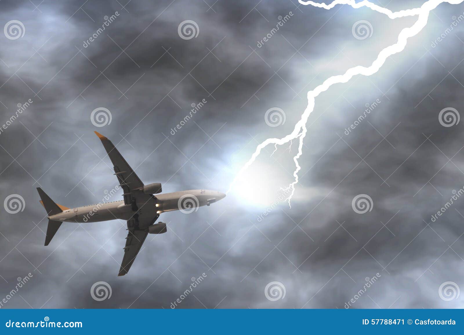 Thunder hits a plane stock illustration. Illustration of passenger ...