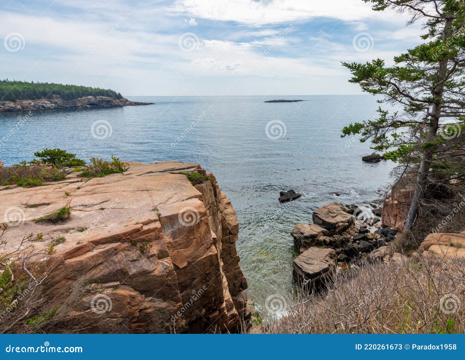 Thunder Hole in Acadia National Park Stock Image - Image of green ...