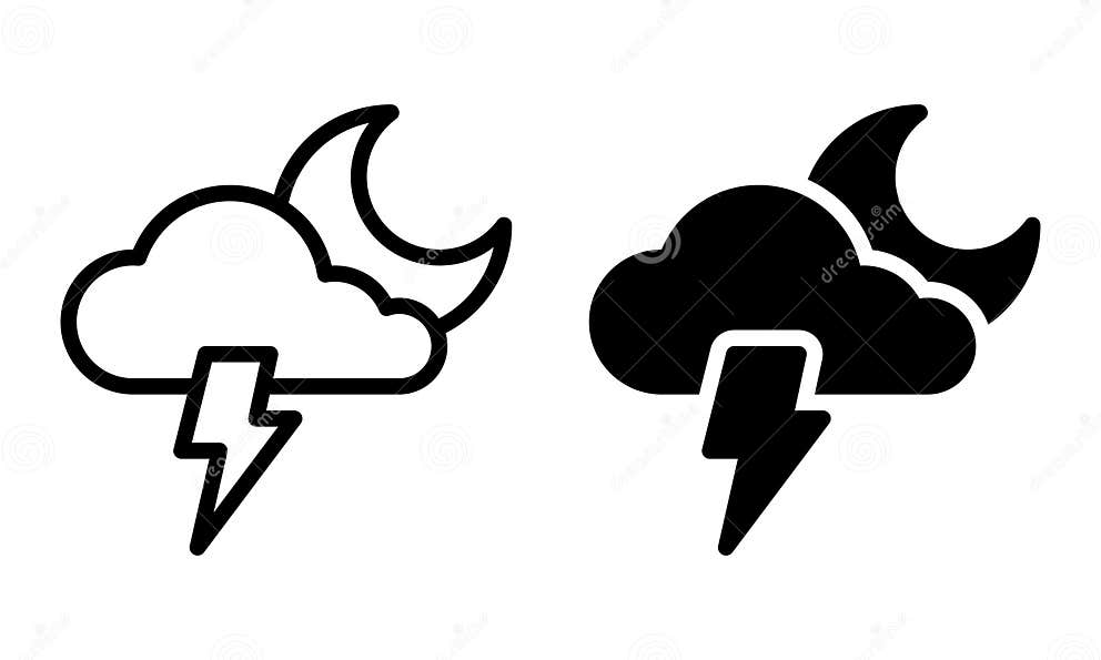 Thunder Icon with Outline and Glyph Style. Stock Vector - Illustration ...