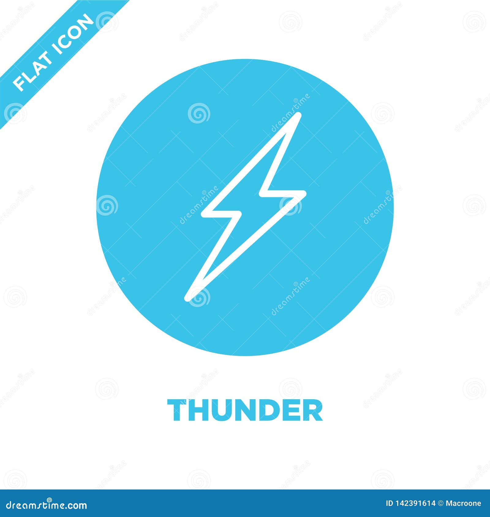 Thunder Icon Vector from Weather Collection. Thin Line Thunder Outline ...