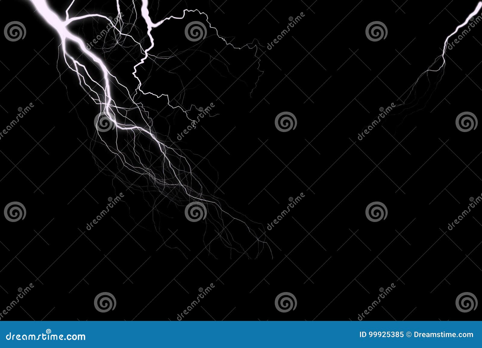 Thunder Isolated on Black Background for Overlay Design Stock ...