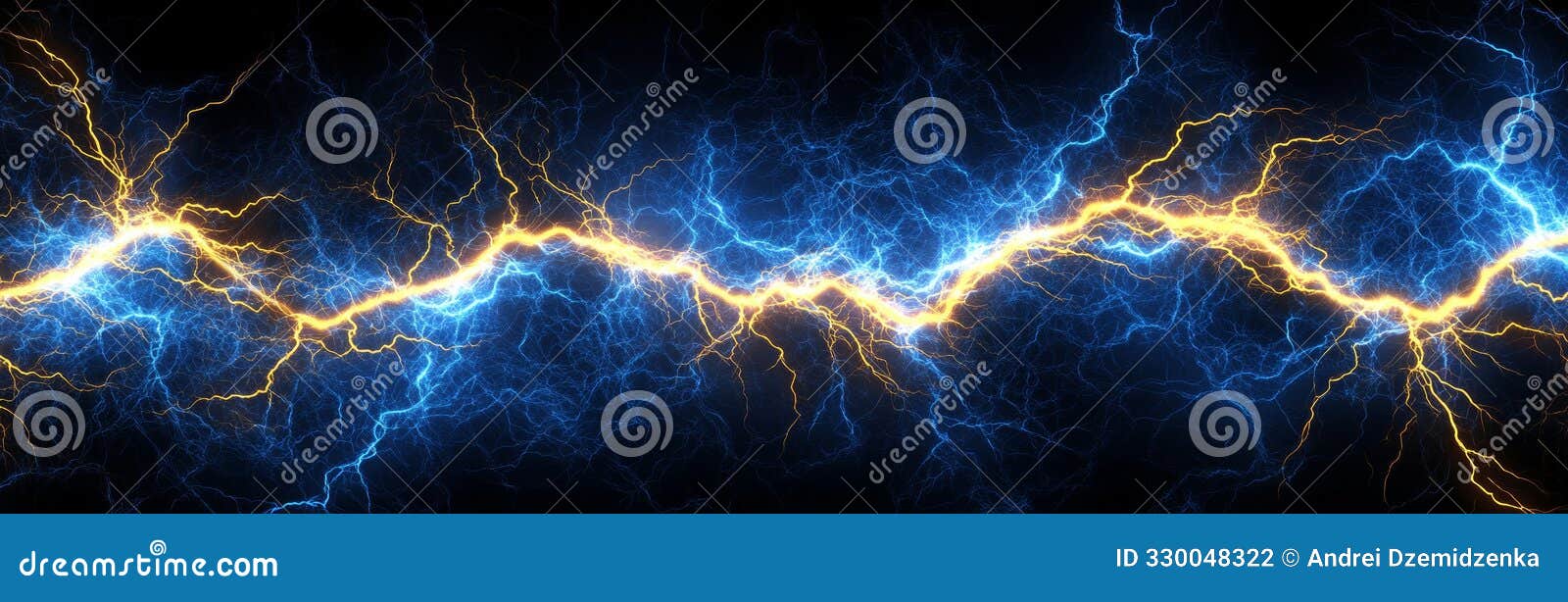 Thunder and Light Effect Background. Bolt Energy Collision in Blue and ...