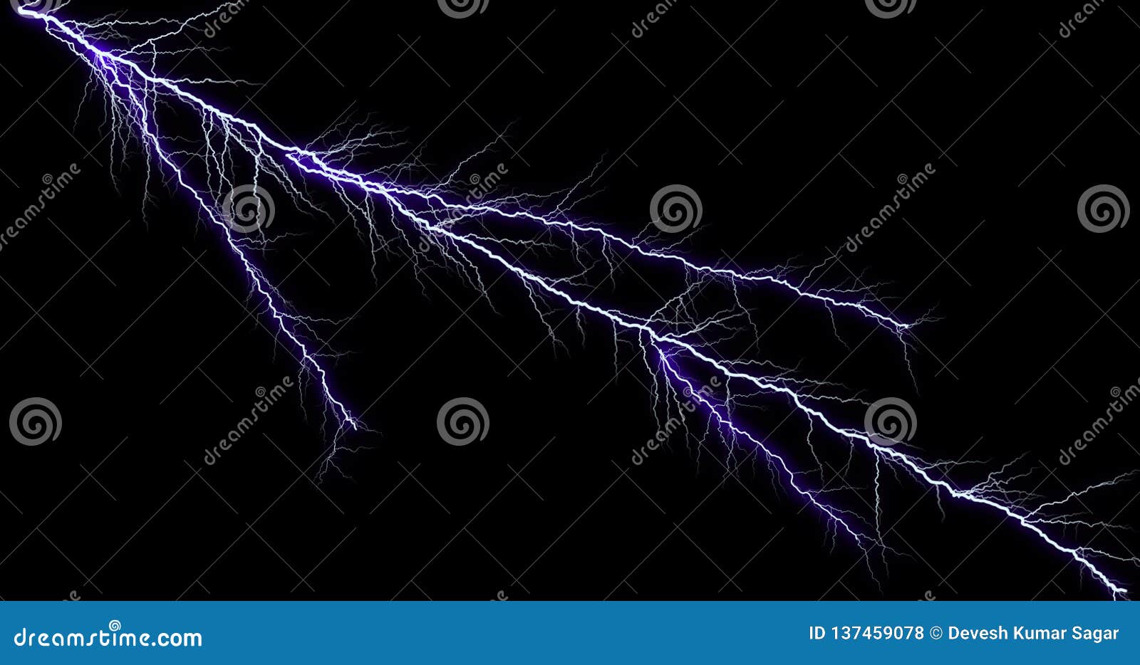 Thunder Light Stock Image on Black Background Stock Photo - Image of ...