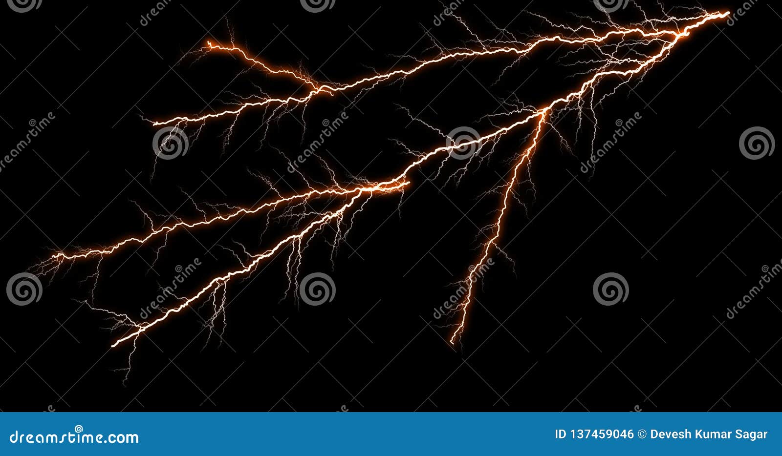 Thunder Light Stock Image on Black Background Stock Photo - Image of ...