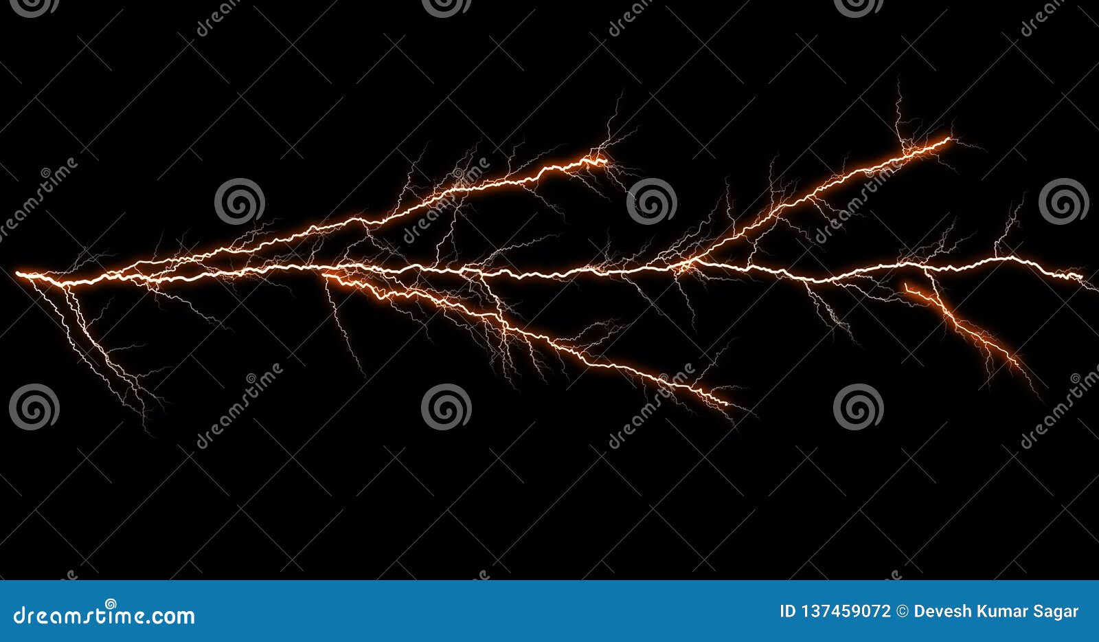 Thunder Light Stock Image on Black Background Stock Photo - Image of ...