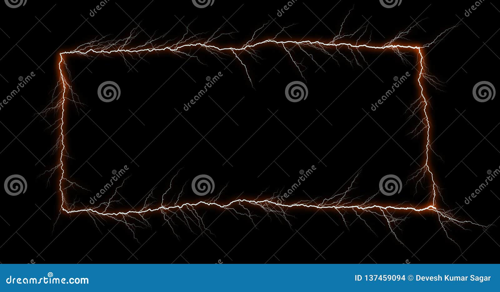 Thunder Light Stock Image on Black Background Stock Photo - Image of ...