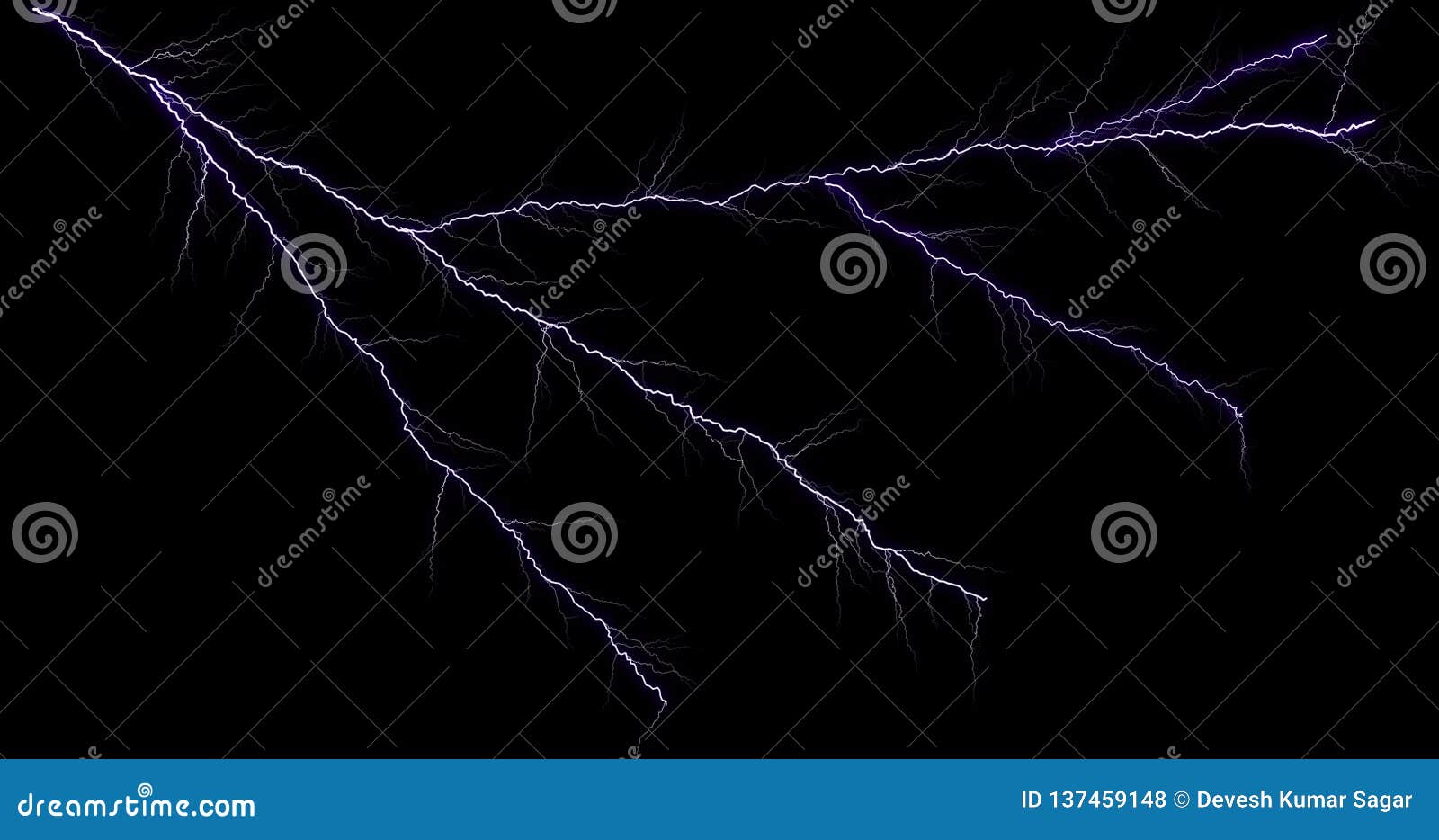 Thunder Light Stock Image on Black Background Stock Photo - Image of ...