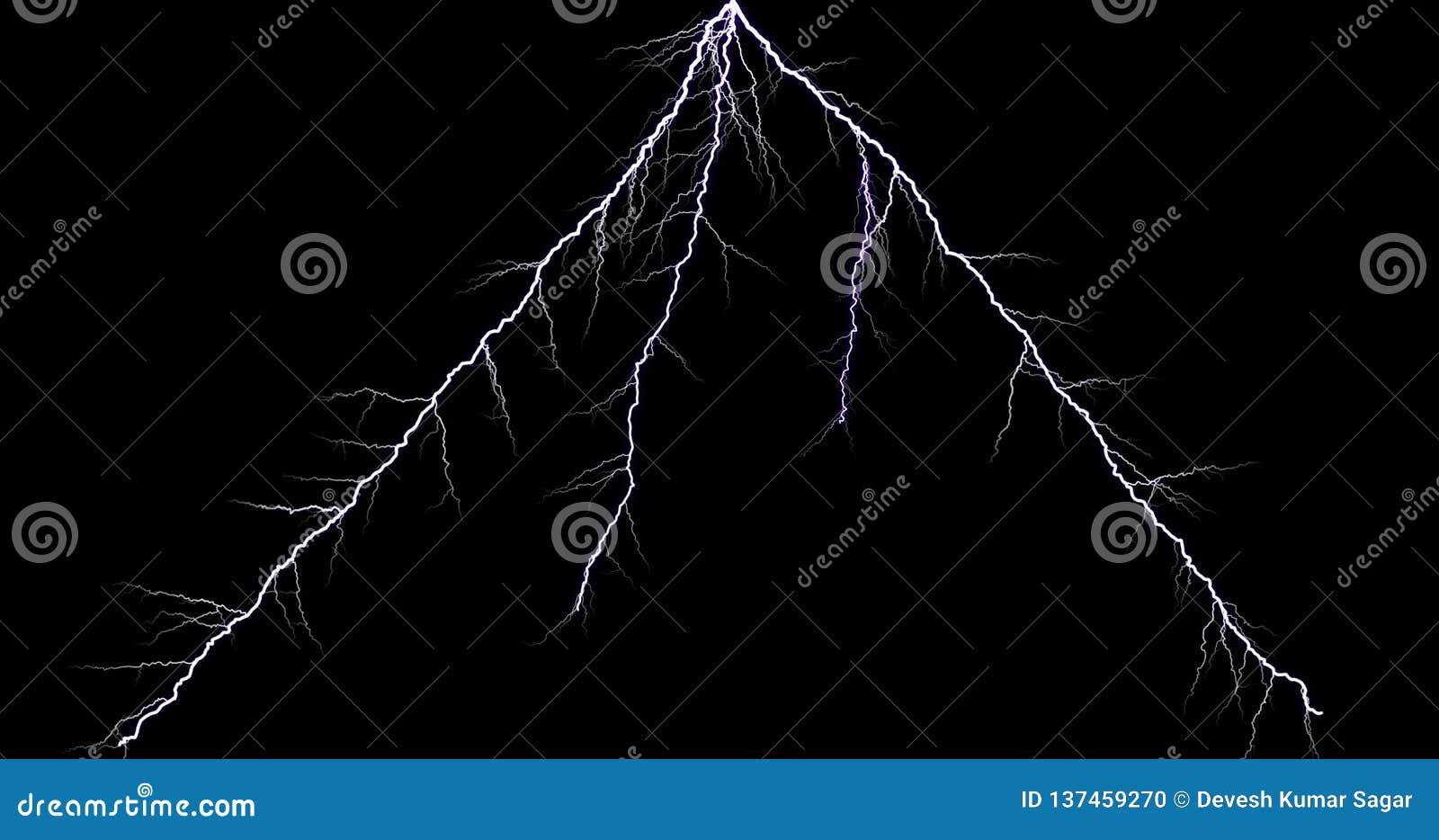 Thunder Light Stock Image on Black Background Stock Photo - Image of ...