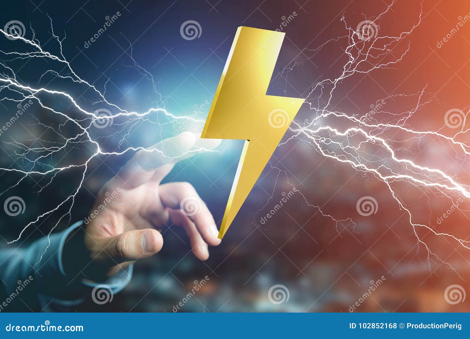 Thunder Lighting Bolt Symbol Displayed on a Futuristic Interface Stock ...