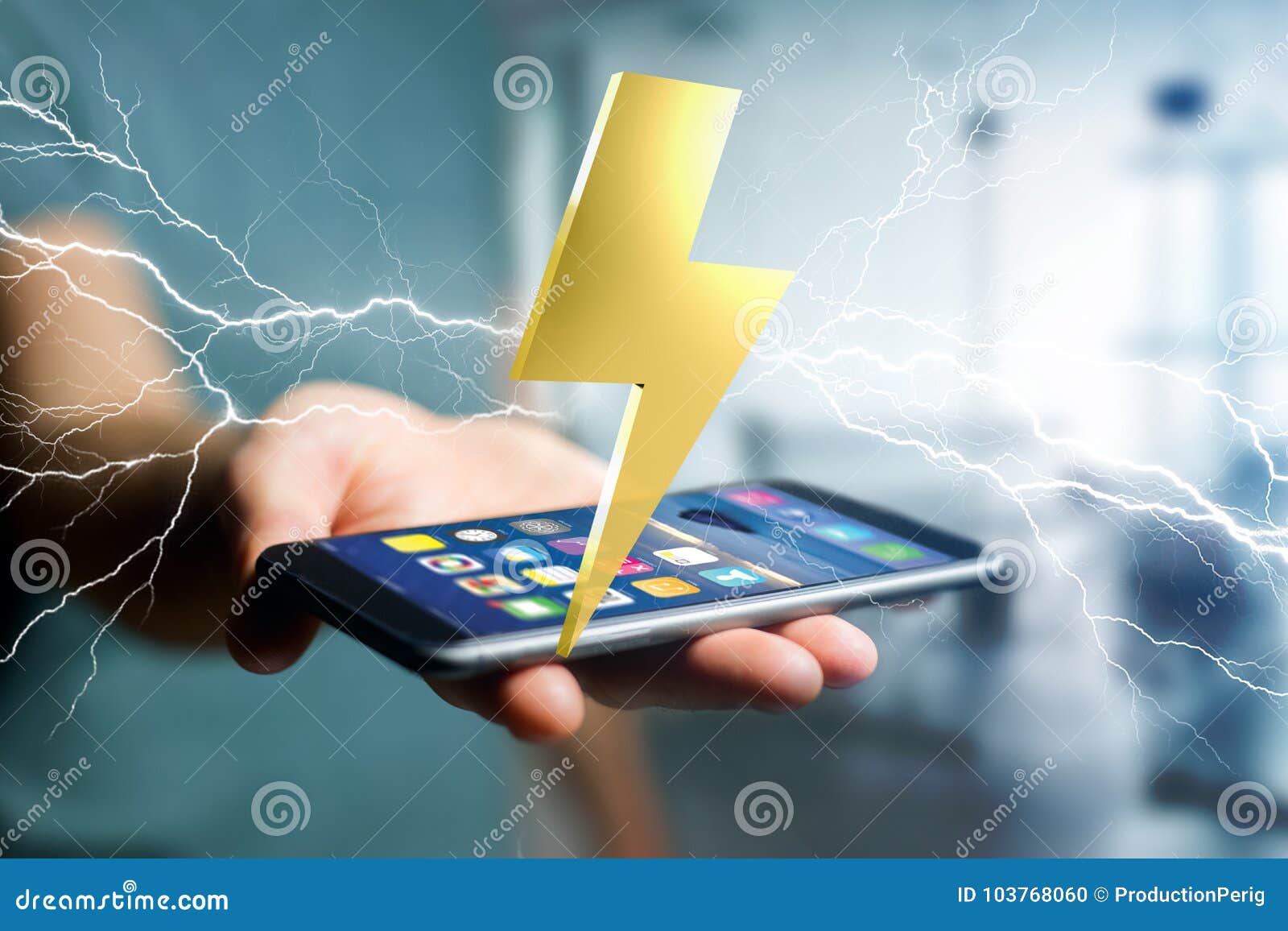 Thunder Lighting Bolt Symbol Displayed on a Futuristic Interface Stock ...