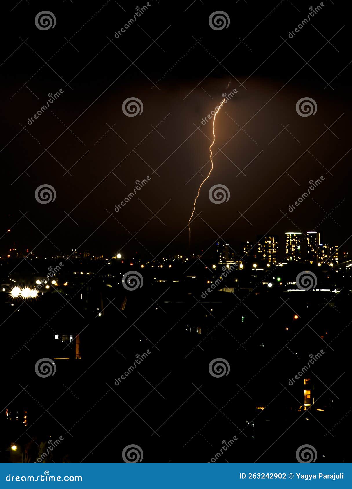 The Thunder Lighting at Night Stock Photo - Image of thunderstorm ...