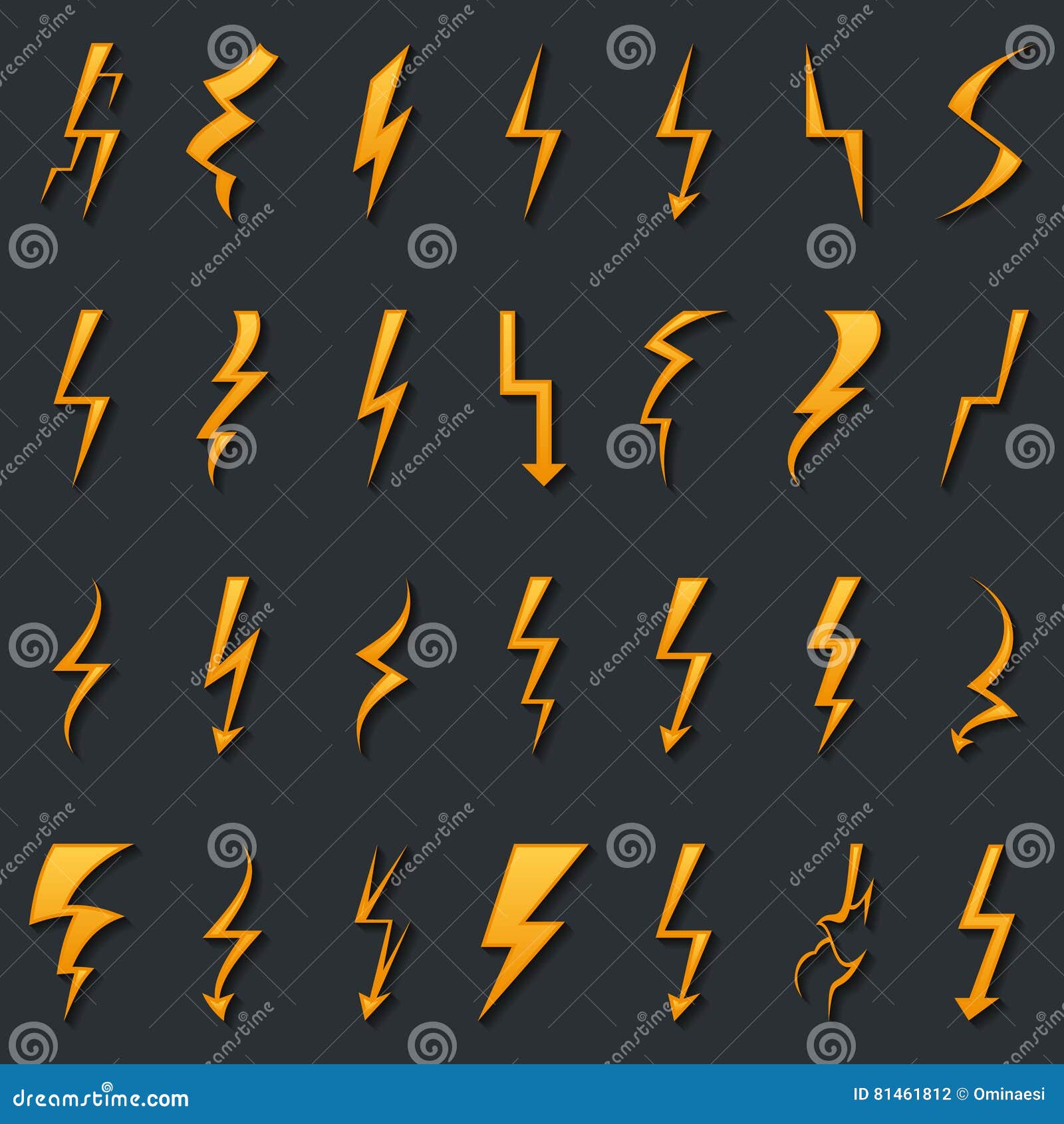 Thunder Lightning Bolt Pictogram Icons Set Design Elements Vector ...