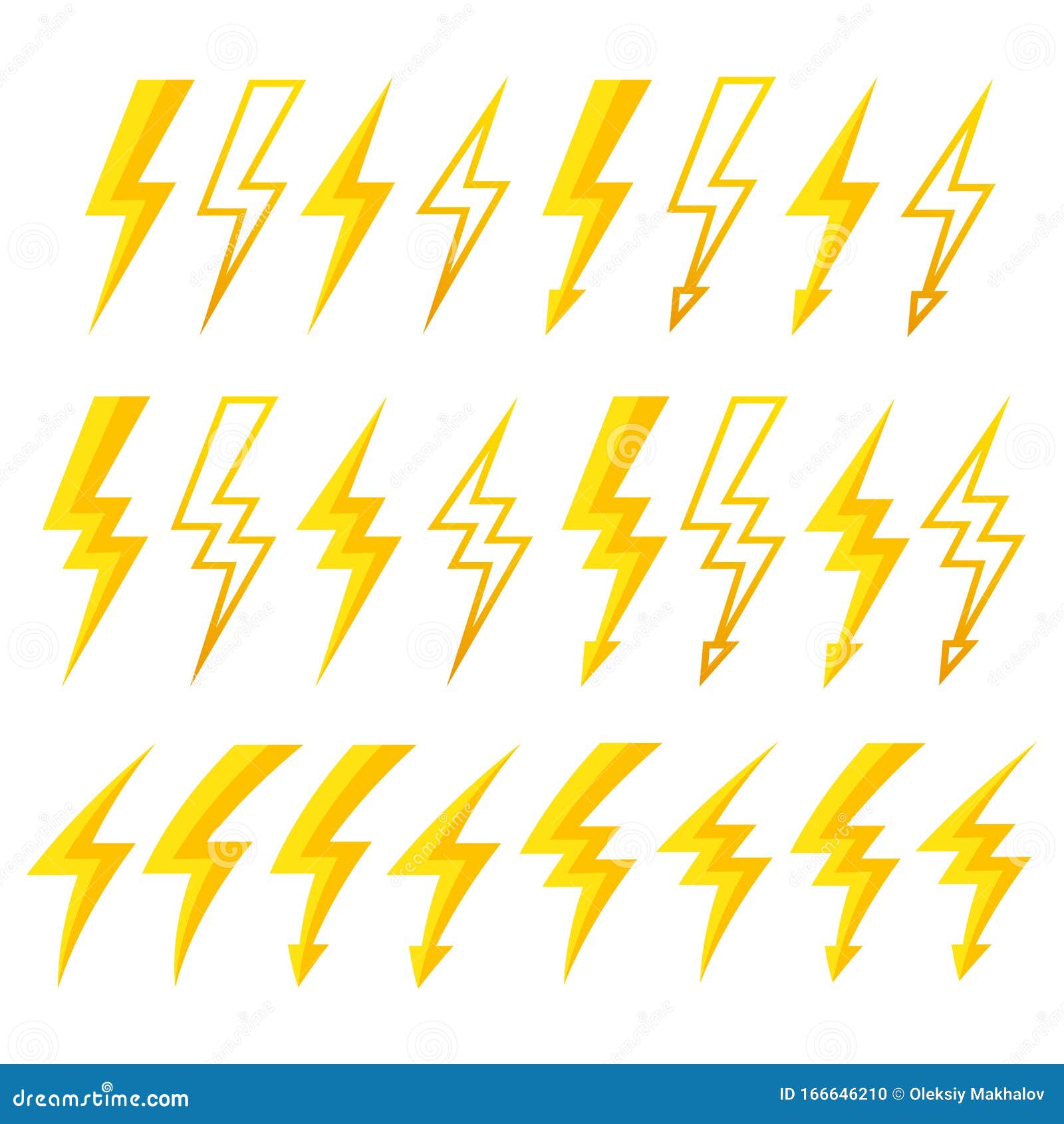 Thunder Lightning Bolt Pictogram Icons Set Design Elements Vector ...