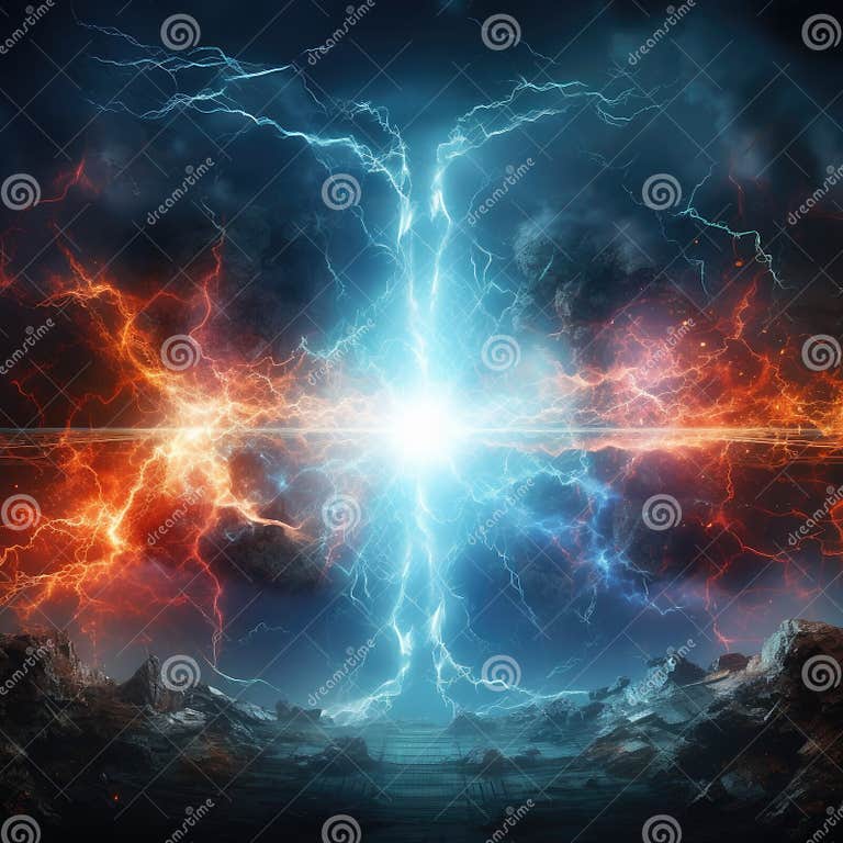 Thunder Lightning on Dark Background. Generative AI Stock Photo - Image ...