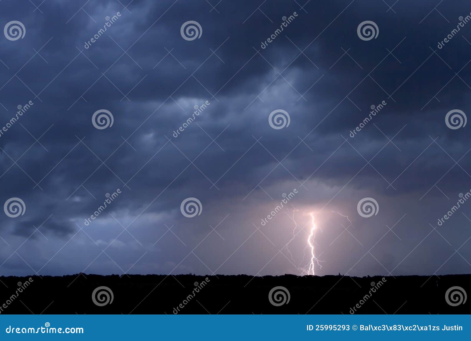 Thunder and Lightning in the Field. Stock Image - Image of dark ...