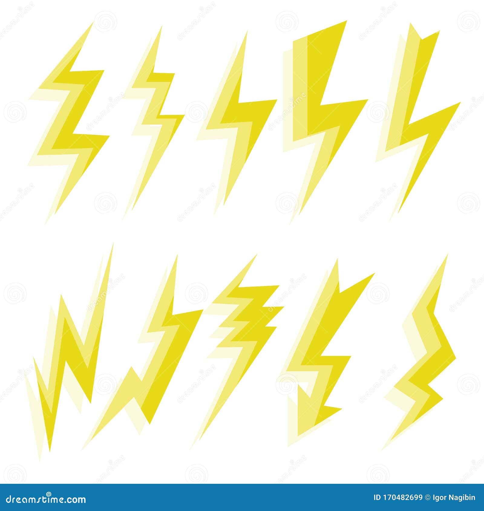 Lightning Icons. Thunder. Lightning Strike. Cartoon Vector ...
