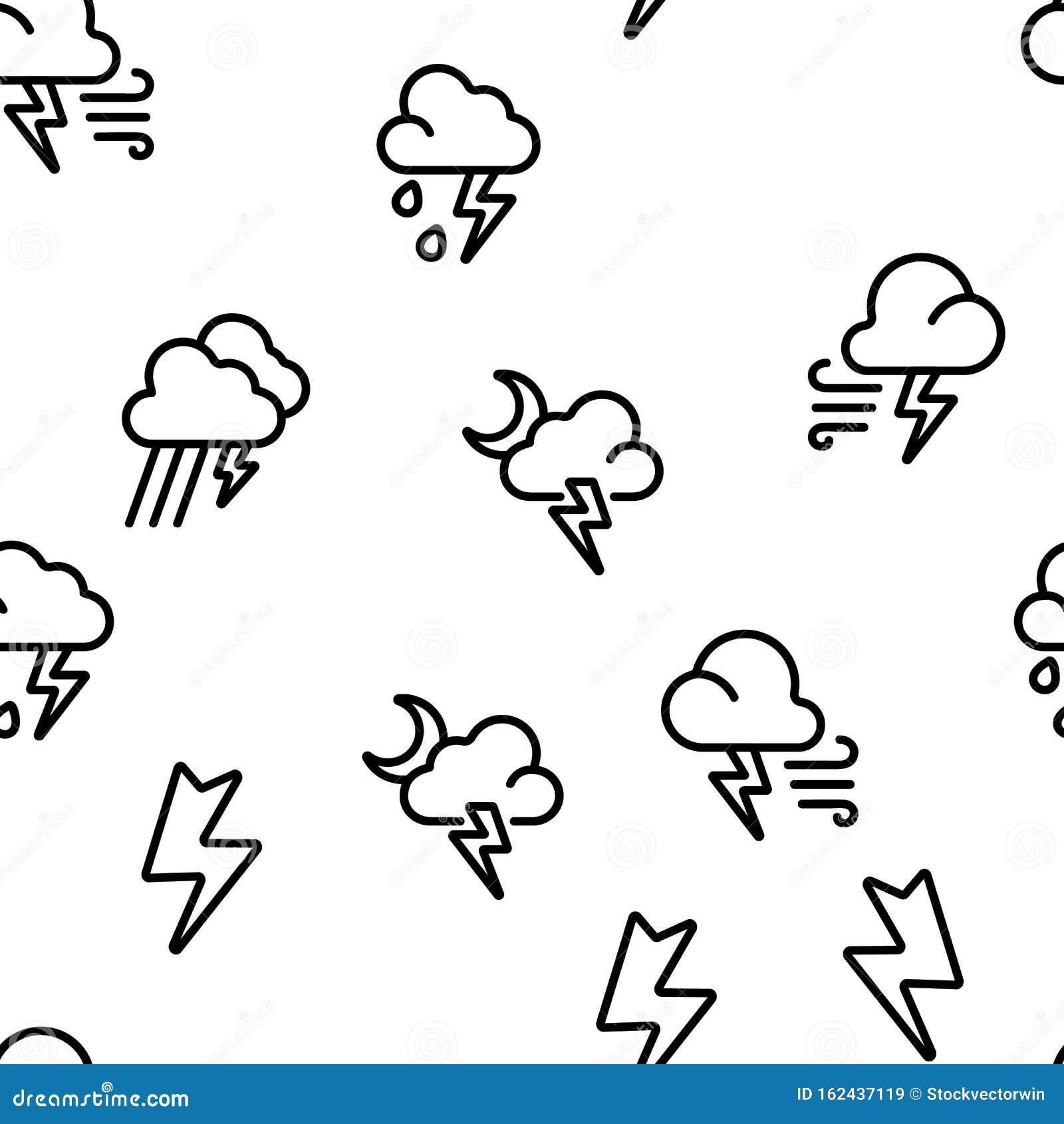 Thunder and Lightning Vector Seamless Pattern Stock Vector ...