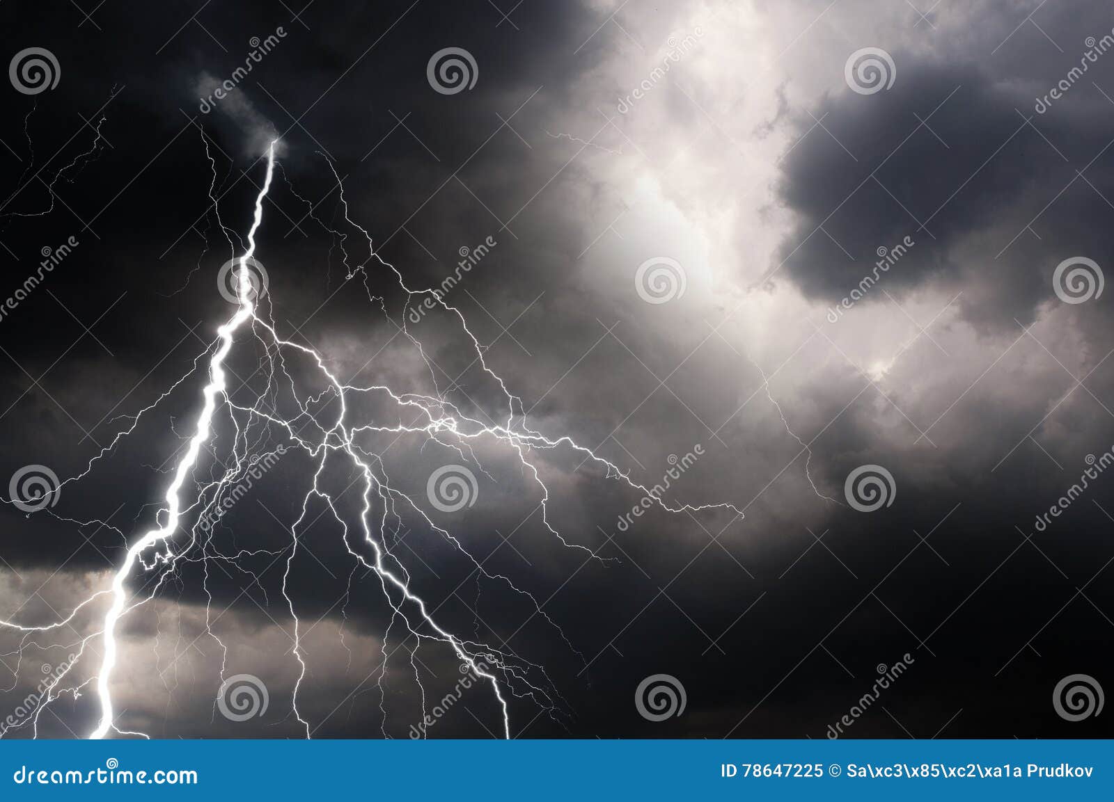 Thunder, Lightnings and Rain on Stormy Summer Night Stock Image - Image ...