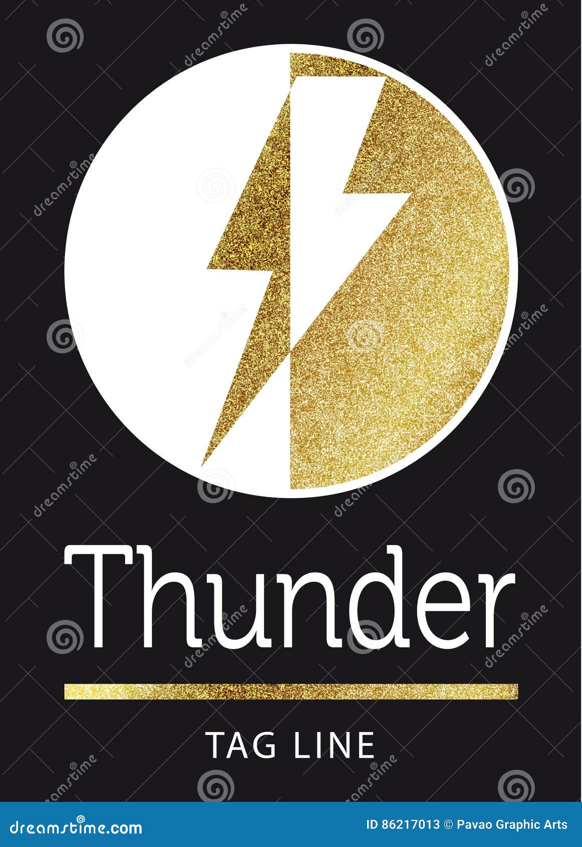 Thunder logo in golden stock vector. Illustration of company - 86217013