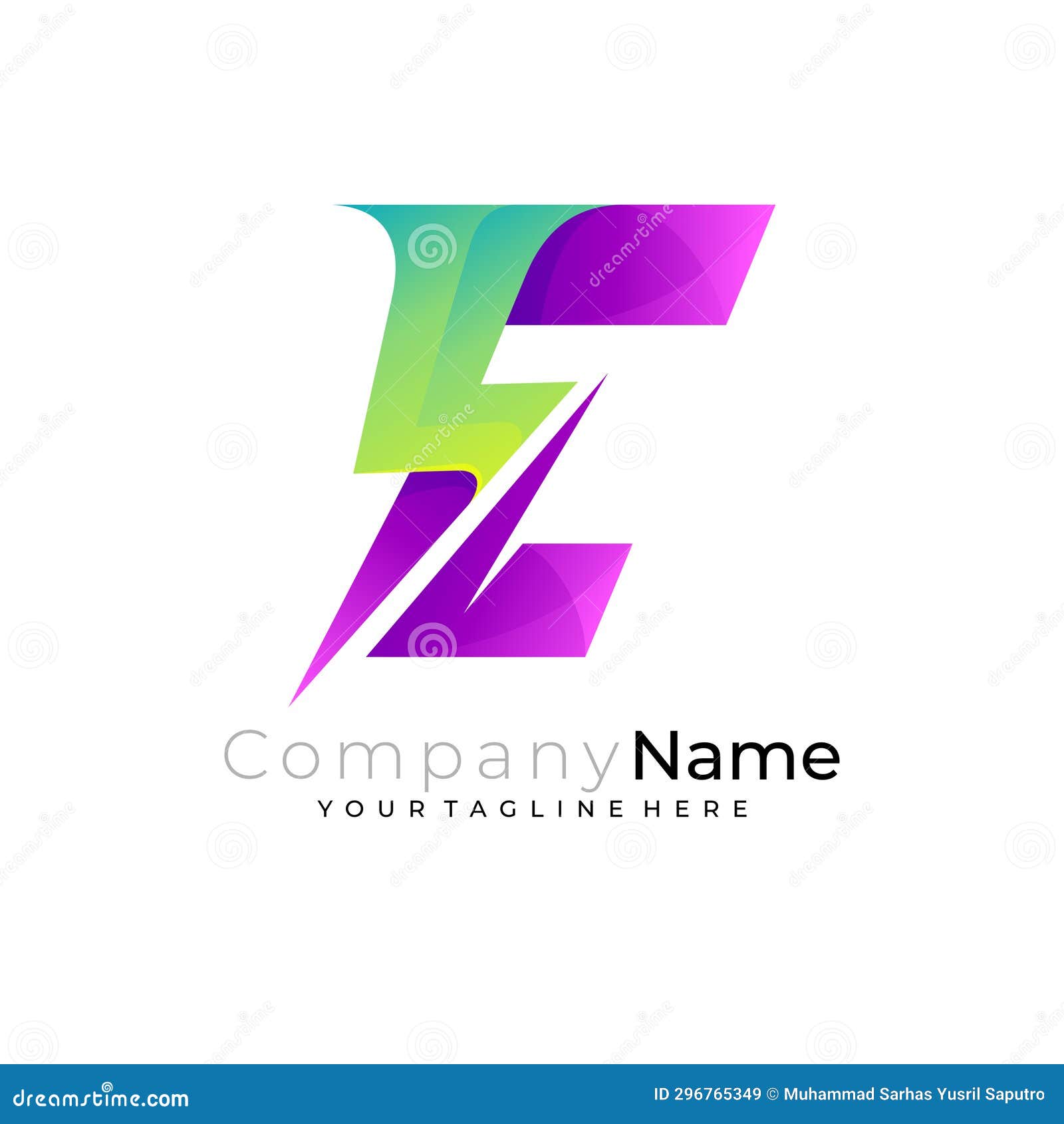 Thunder Logo with Letter E Design Combination, Colorful Stock ...