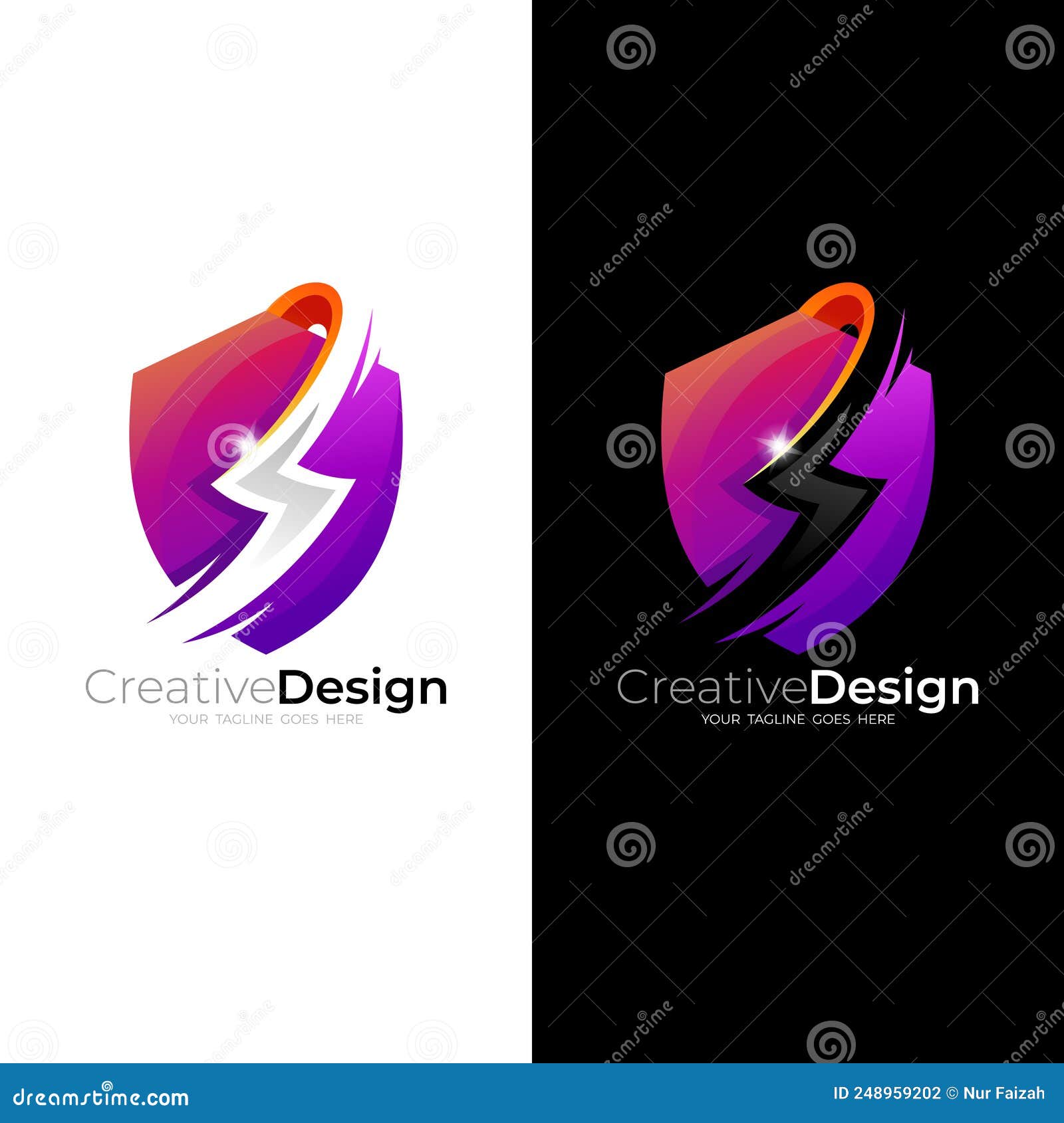 Thunder Logo and Shield Design Vector Image Stock Vector - Illustration ...